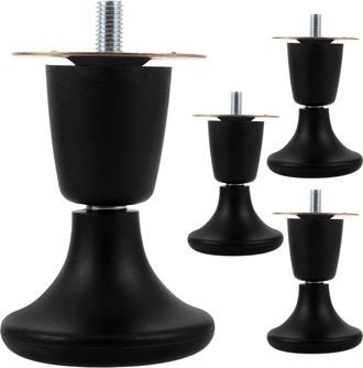 SOLUSTRE Robuste M&ouml;belf&uuml;&szlig;e Schwarz - 4 Ersatzbeine aus Strapazierf&auml;higem Kunststoff rutschfeste M&ouml;belst&uuml;tzf&uuml;&szlig;e f&uuml;r Bettgestelle und Sofas Kratzfestes Reparatur