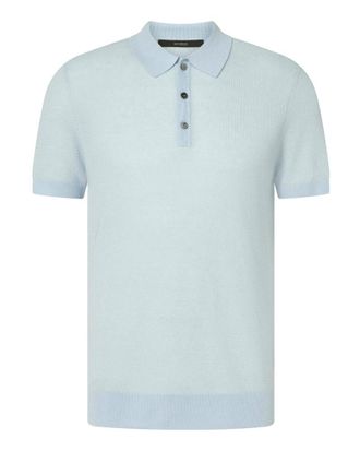 Windsor Strukturiertes Strick-Poloshirt aus einem Leinen-Mix mit Perlmuttkn&ouml;pfen in
