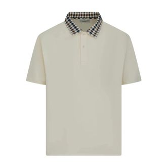 Aquascutum Club Check Kragen Polo - - Tops - Herren - Wei&szlig; - 2XL