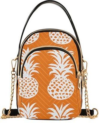 Mnsruu Sac à bandoulière pour femme - Motif ananas blanc et orange - Petit sac à bandoulière avec sangle réglable
