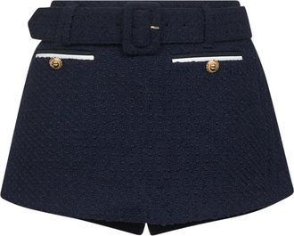 Self Portrait Femme, Shorts, Bleu, Taille: 40 FR Shorts Bleus avec Détail Torsadé et Ceinture