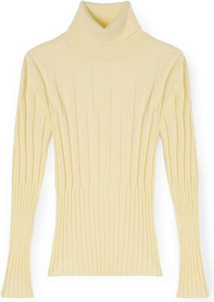 Motivi Femme, Pulls, Jaune, Taille: 42 FR Pull Col Roul&eacute; avec Maille C&ocirc;tel&eacute;e Asym&eacute;trique