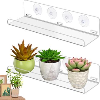 Generic Fensterregal f&uuml;r den Innenbereich | 2 St&uuml;ck transparente Saugnapfhalterungen, Wandhalterung | f&uuml;r Haus Wohnung Naturliebhaber G&auml;rtner Balkon K&uuml;che