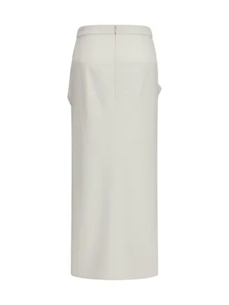 Givenchy Womens Long Draped Wool And Mohair Skirt White