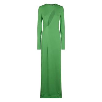 Tom Ford Femme, Robes, Vert, Taille: 38 FR Long Sleeve Slash Front Evening Dress