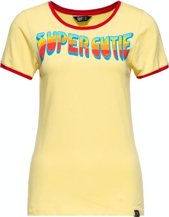 Queen Kerosin Damen Ringer T-Shirt T-Shirt Basic T-Shirt Retro Print Slim Fit Vintage Shirt Super Cutie