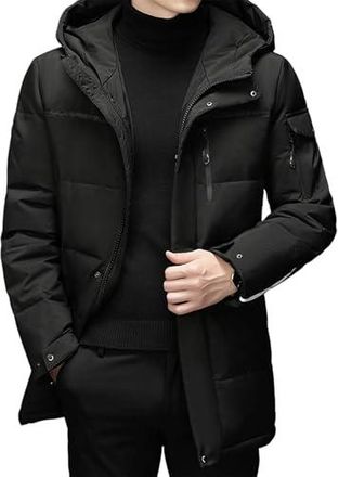 Generic Manteaux pour homme Long manteau dhiver &agrave; capuche isol&eacute; &eacute;pais et chaud style parka, Noir B, 4XL