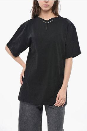 Y / Project Oversized Cotton T-Shirt with Logo Detail size M