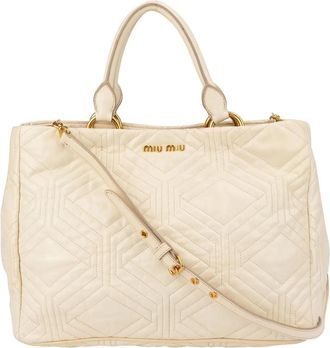 Miu Miu Crossbody Bags - Miu Miu Quilted Leather City Handbag - Gr. unisize - in Wei&szlig; - f&uuml;r Damen