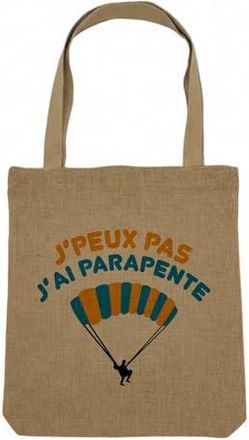 Fabulous Sac Shopping Tote Bag Aspect Lin - JPeux Pas Jai Parapente Nature Vol Outdoor - Sac de Courses Toile Epaisse 360g Beige Naturel Cabas Port&eacute; Epaule Sol