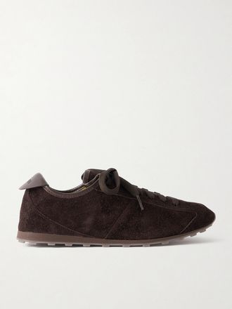 Jacquemus The Tennis Sneakers Aus Veloursleder Mit Lederbes&auml;tzen - Braun