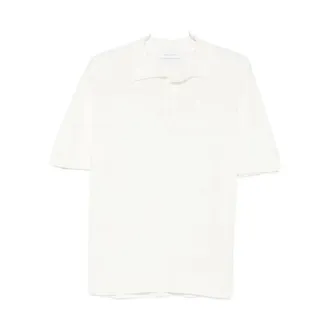 Daniele Fiesoli Homme, Tops, Blanc, Taille: M Df3085 Polo Boutonn&eacute; en Lin