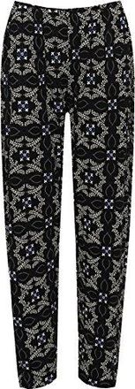 WearAll Pantalon long pour femme Imprimé floral Taille élastique 42-56 - - 56