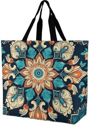 Generic Fleurs Mandala Vintage Sac Courses R&eacute;utilisable Tote Bag Grand Sac &Agrave; Bandouli&egrave;re Pour Gym Travail Voyage