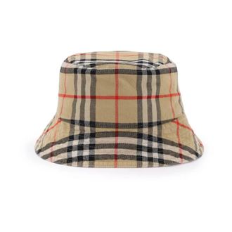 Burberry Homme, Accessoires, Beige, Taille: M Bob Bucket Hat &agrave; Carreaux