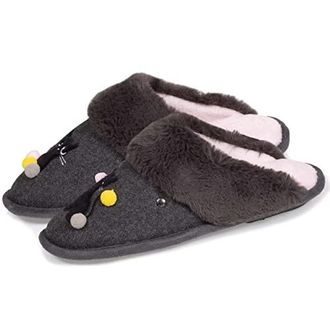 Isotoner Chaussons Mules Femme Chat