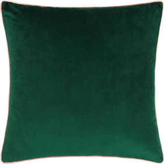 furn. Meridian Kissenbezug - luxuri&ouml;ser kontrastfarbener paspelierter Samt-Dekobezug (Smaragd/Rouge - 45x45cm)