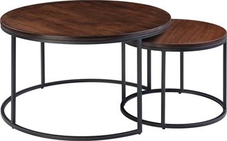 M&oslash;rteens home24 Couchtisch Marias I 2er-Set &Oslash; 80cm Schwarz/Braun/Walnuss