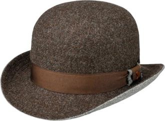 Alfonso d'Este Melon Shetland WoolD&acute;Este Homme - Made in Italy Chapeau en Laine avec Doublure, Ruban Gros Grain Automne-Hiver - L (58-59 cm) Marron
