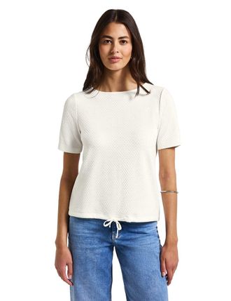 Street One Damen A323331 Weiches Strukturshirt, Off White, 36