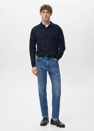 Mango Jean Ben cropped tapered-fit bleu moyen - Homme - 38 - MANGO MAN