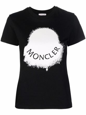 Moncler t-shirt en coton &agrave; logo imprim&eacute; - Noir