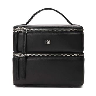 Kazar Zweistufige starre Leder-Kosmetiktasche - - Bags - Damen - Schwarzk - ONE SIZE