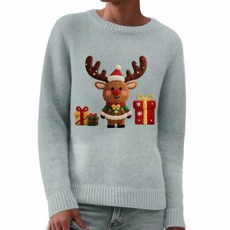 Generic Sweat Noel Femme Moche,Pull Femme en Maille Douce Et LéGèRe Col du Cou Manches Longues pour Tenue DéContractéE Et Confortable Quotidienne