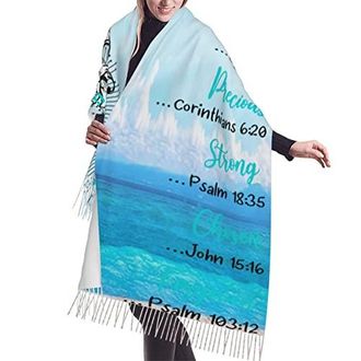 Generic Verset Océanique : Dieu Dit Que Vous Êtes Une Source DInspiration (Écriture Religieuse) Écharpe Femme Doux Glands Foulard Classique Echarpe Cadeau