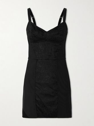 Dolce & Gabbana Mini-robe En Jersey Et En Dentelle - Noir