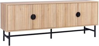 Sweeek Meuble TV. Bazalt. Effet chêne. Quatre Portes. Deux étagères. L 157.5 x l 39 x H 60cm