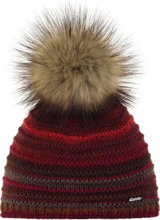 Eisbär Damen Strickmütze Mikata Lux MÜ, rotbraun-h.braun, One Size, 30620 - Wintermütze mit Kunstfell Bommel, mit atmungsaktiven und wärmenden Innenfleece, p