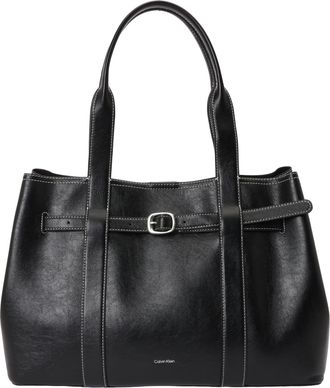 Calvin Klein Shopper Buckle Metallic Logo Tote