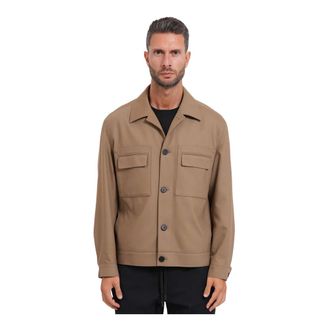 HUGO BOSS Homme, Vestes, Beige, Taille: L Veste ajust&eacute;e en serg&eacute; infroissable