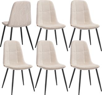 Vasagle Esszimmerstuhl 6er Set, K&uuml;chenstuhl, Polsterstuhl, Metallbeine, verstellbare F&uuml;&szlig;e, pflegeleicht, Chenille-Gewebe, PU mit von Gletschern inspiriertem M