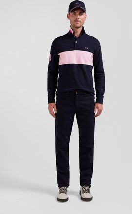 Eden Park Pantalon Chino En Piqu&eacute; De Coton Stretch Et Modal Marine Coupe Regular