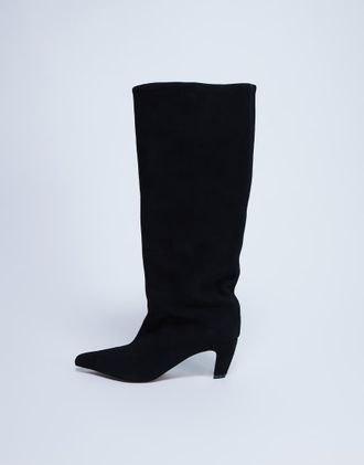 Topshop Nelly - Bottes souples en daim v&eacute;ritable &agrave; bout pointu - Noir