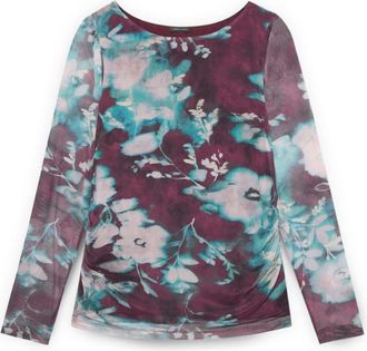 Fiorella Rubino Femme, Blouses et Chemises, Rouge, Taille: 44 FR T-shirt en tulle &agrave; imprim&eacute; floral