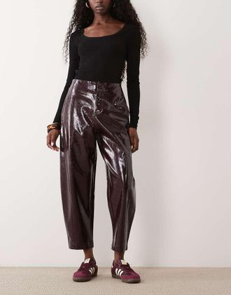 Threadbare pantalon barrel en imitation cuir prune-VIOLET