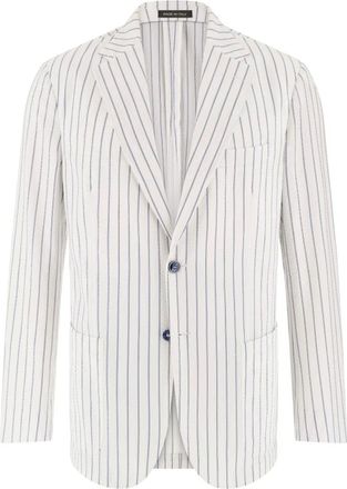 Boggi Milano Homme, Vestes, Blanc, Taille: 3XL Veste Super L&eacute;g&egrave;re &agrave; Rayures Fines