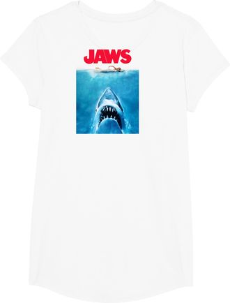 Jaws T-Shirt, Herren, Erwachsene, Fans von Klassikern, Halloween-Enthusiasten, Halbarm, T-Shirt, Oversize Poster, Schwarz, S