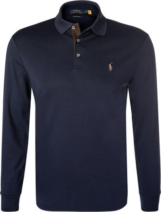 Polo Ralph Lauren Herren Polo-Shirt blau Baumwoll-Jersey Slim Fit
