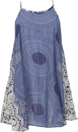 Guru Shop Boho Mandala Minikleid, Tr&auml;gerkleid, Strandkleid, Tank Top - Blau/wei&szlig;, Damen, Synthetisch