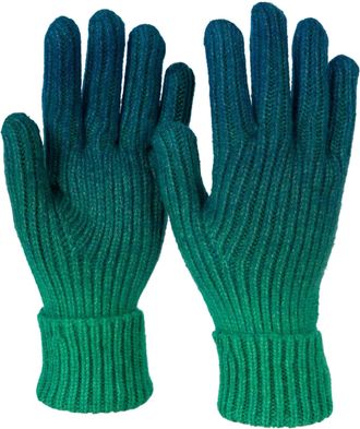 styleBREAKER Damen Strick Handschuhe mit Farbverlauf Muster, Winter Ombr&eacute; Strickhandschuhe, Fingerhandschuhe 09010045, Farbe:Petrol-Gr&uuml;n