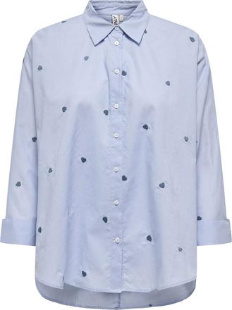 Only Damen Onlnew Lina Grace Ls Emb Shirt Noos WVN Knopfverschluss Box Fit Hemd Mit Langen &Auml;rmeln, Brunnera Blue, XX-Large