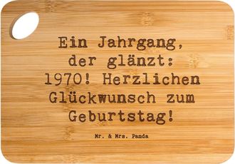 Mr. & Mrs. Panda Frühstücksbrett Spruch 1970 Geburtstag - Geschenk, Frühstücksbrettchen, 50., holzschneidebrett, Holzbrett, Alter, Geburtstagsgeschenk, besonderes Jahr