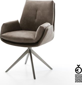 DELIFE Drehstuhl Clea-Flex Mikrofaser Taupe Vintage Kreuzgestell breit Graphit 360&deg; drehbar Wippfunktion, Esszimmerst&uuml;hle