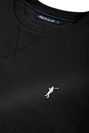 Polo Club Sweat Homme Noir à Col Ras du Cou - Crew Neck Sweatshirt Pull - Sweat-Shirt Manches Longues a Col Rond