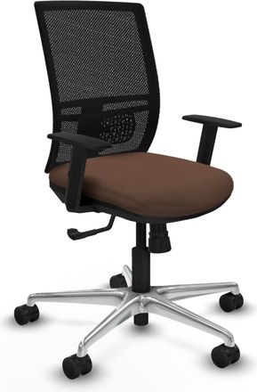 Piqueras y Crespo B&uuml;rostuhl mit R&uuml;ckenlehne und 1D-Armlehnen, h&ouml;henverstellbare Lendenwirbelst&uuml;tze, ausgestattet mit 4 Positionen und Schneideschaum, Schwarz/Dunkelbrau