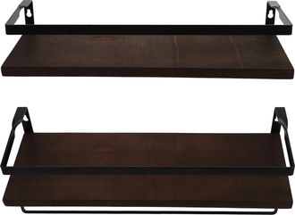 DOITOOL Hauswandregal Rustikales Wandregal aus Tiefbraunem Kiefernholz Multifunktionales Küchen Badregal zur Wandmontage Dekoratives Aufbewahrungs Organisatio